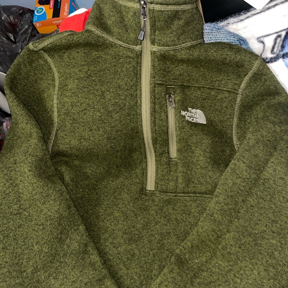 Rare Olive Green Half Zip North Face Pull Over Xs - Gem